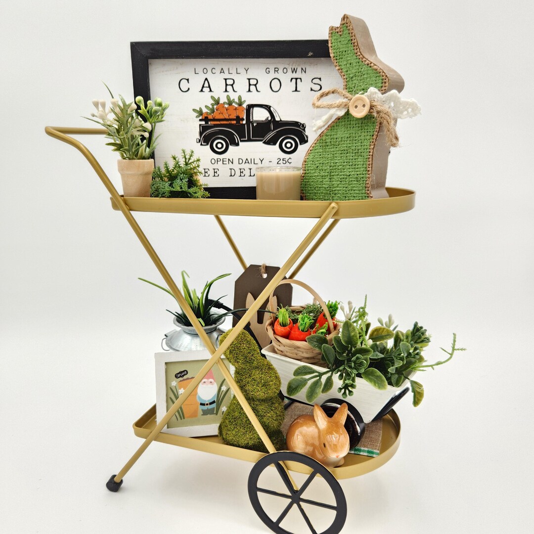 Mini Decorated Cart or Decpr Locally GROWN CARROTS Easter Spring 2 Tier ...