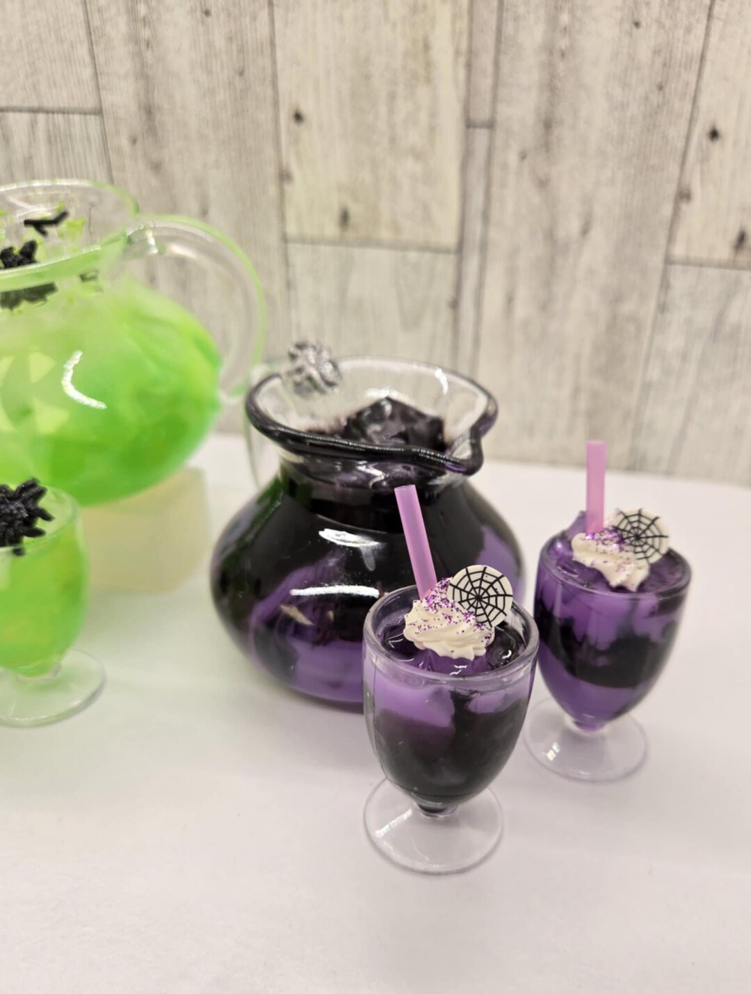 1:3 Scale Halloween Spooky Brew Assorted Punch Pitcher and Beverage Set ...