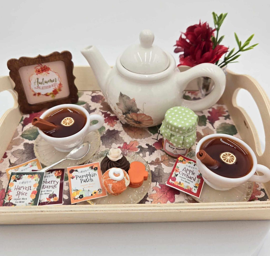 1:3 Scale Autumn/fall Tea Service With Tray for 18 Inch Doll, 14 Inch ...