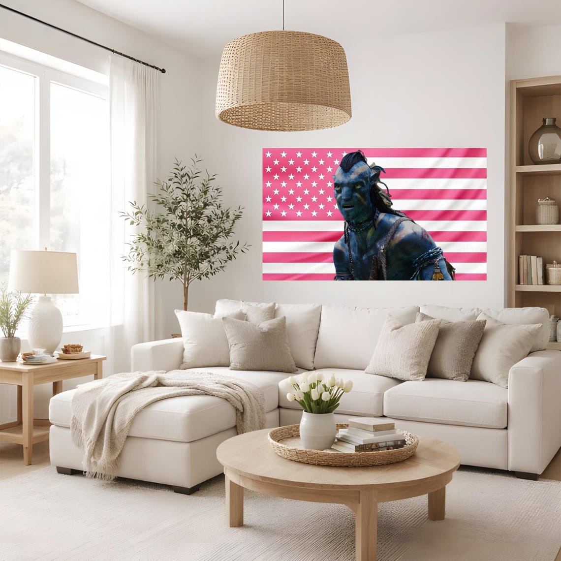 Pink American Flag Jake Sully Tapestry – Aesthetic Sci-fi Wall Art ...