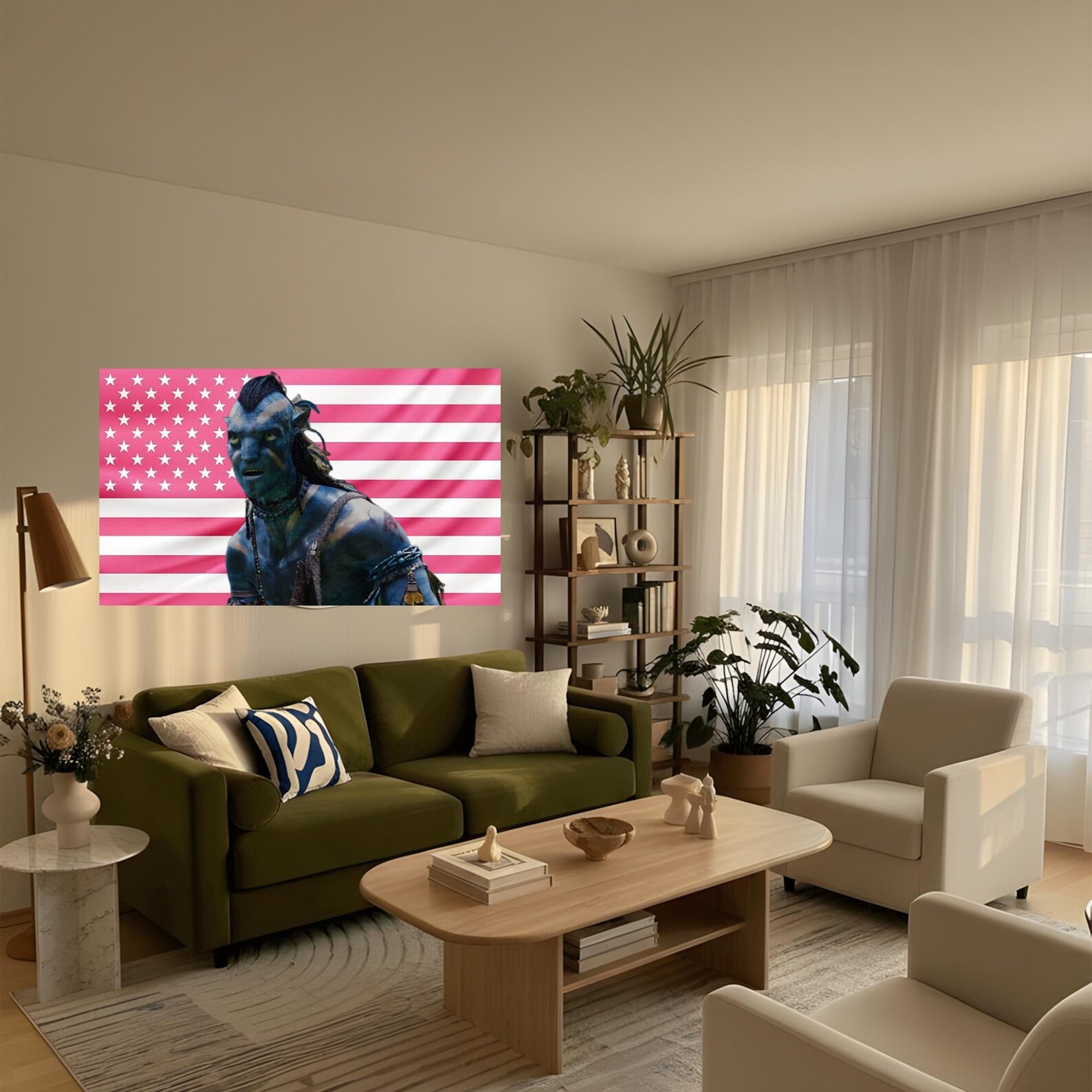 Pink American Flag Jake Sully Tapestry – Aesthetic Sci-fi Wall Art ...