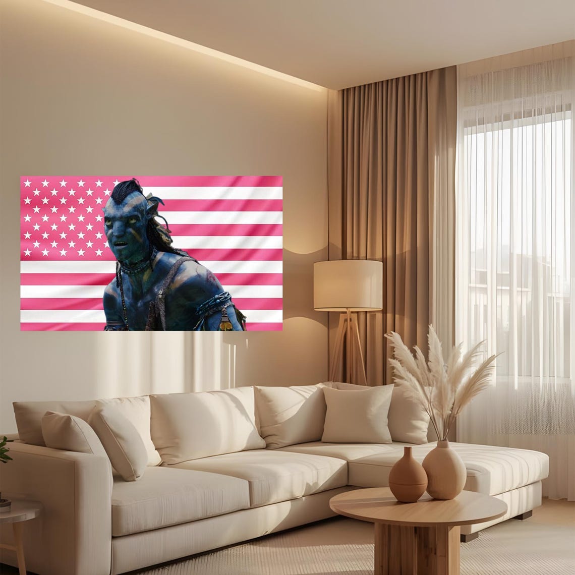 Pink American Flag Jake Sully Tapestry – Aesthetic Sci-fi Wall Art ...