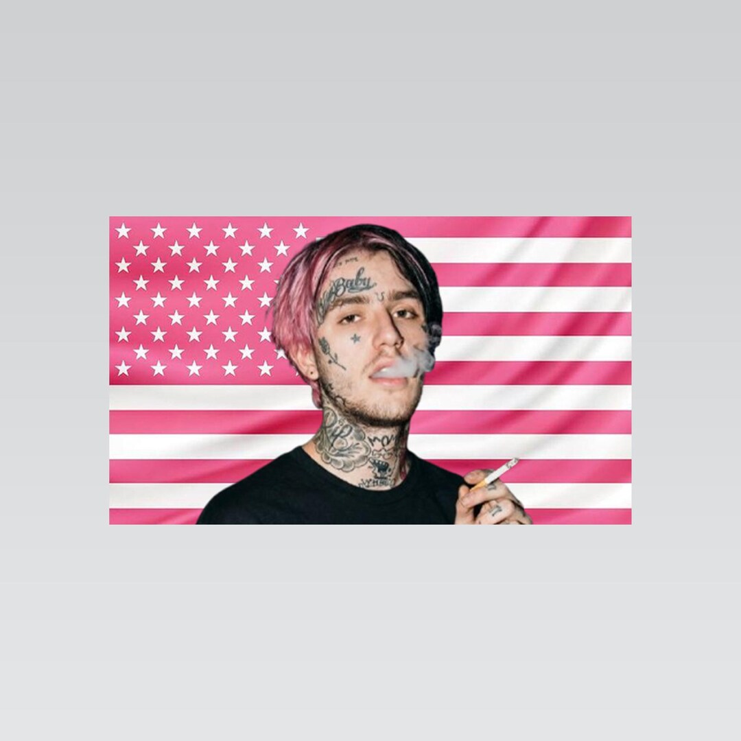 Lil Peep Pink American Flag Tapestry – Rap Wall Art – Aesthetic Bedroom ...