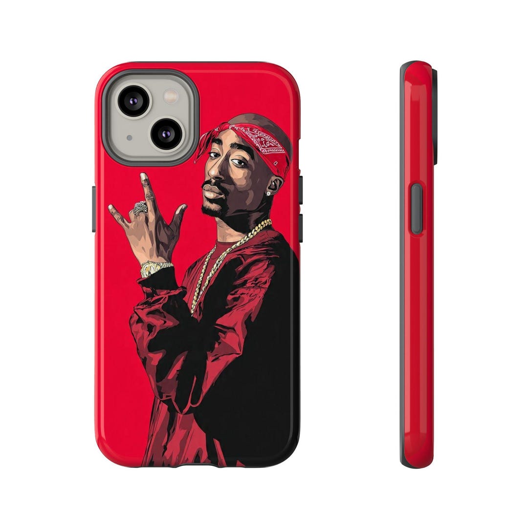 2pac Red Bandana Illustration Phone Case | Tough Cases - Etsy