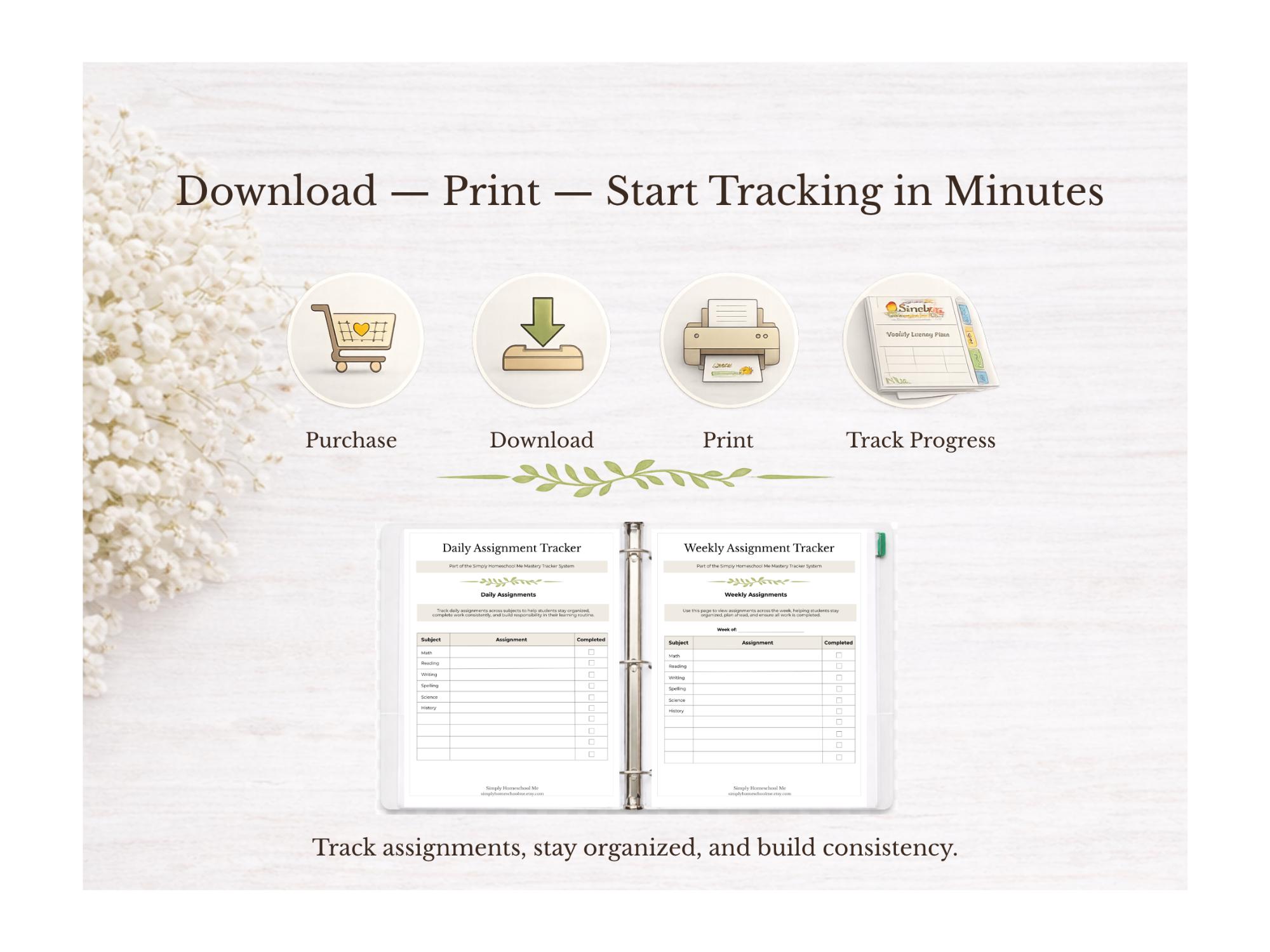 Assignment Tracker Printable | Homeschool Assignment Log | Student ...