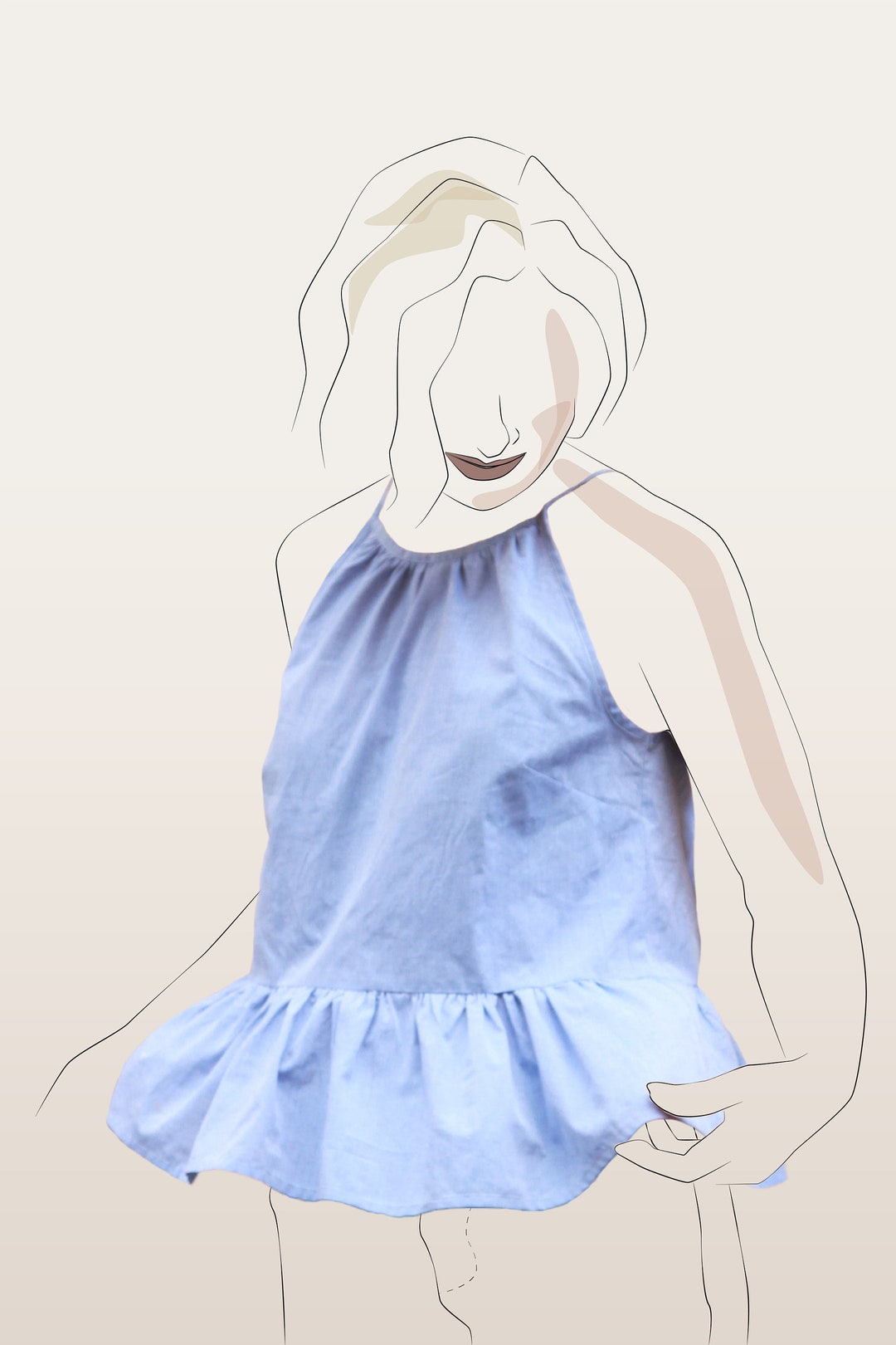 Summer Fling Top -halter Neck Top With Ruffle PLUS Bonus Free Dress ...