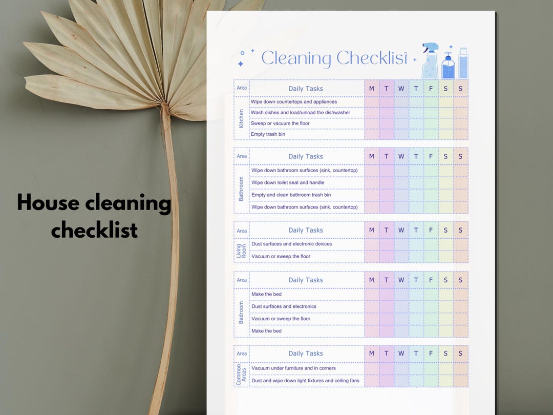 Editable House Cleaning Schedule Checklist | Cleaning Planner | Daily ...