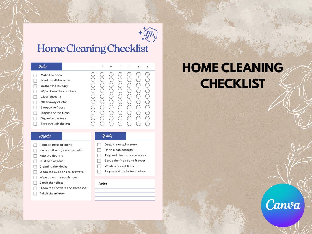 Editable House Cleaning Schedule Checklist | Cleaning Planner | Daily ...