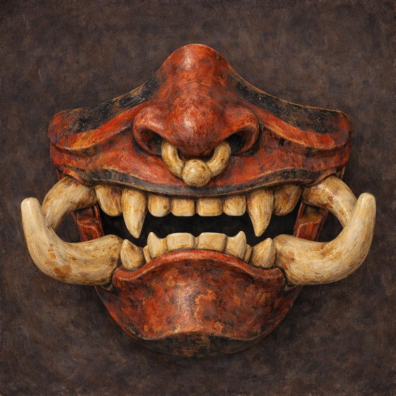 Samurai Oni Mask 3D STL Print Files | Hannya Mask Bundle (digital ...