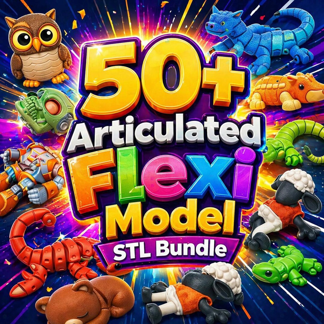 50+ Articulated Flexi Toy STL Bundle – Print-in-place Animal Collection ...