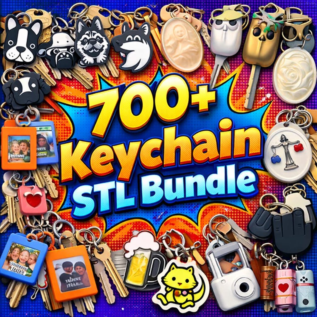 700+ Keychain STL Bundle | 3D Printing Files, Keyring Designs (digital ...