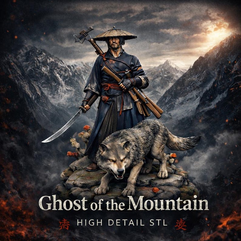 Samurai Warrior Figure STL for 3D Printing - Ghost Ronin Assassin ...