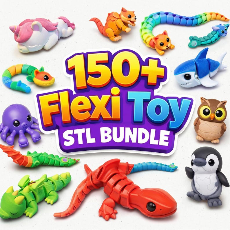150+ Flexi Toys STL 3D Print Bundle | Articulated Animals & Figures ...