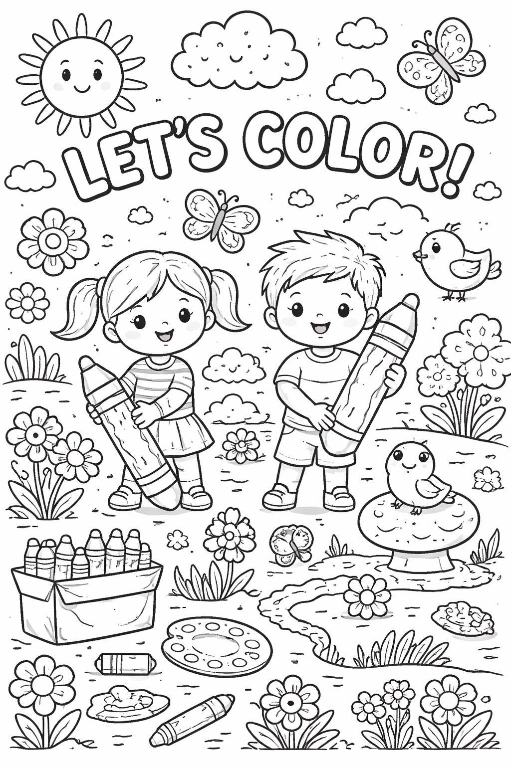 Printable Coloring Pages for Elementary Students- Spring Collection - Etsy