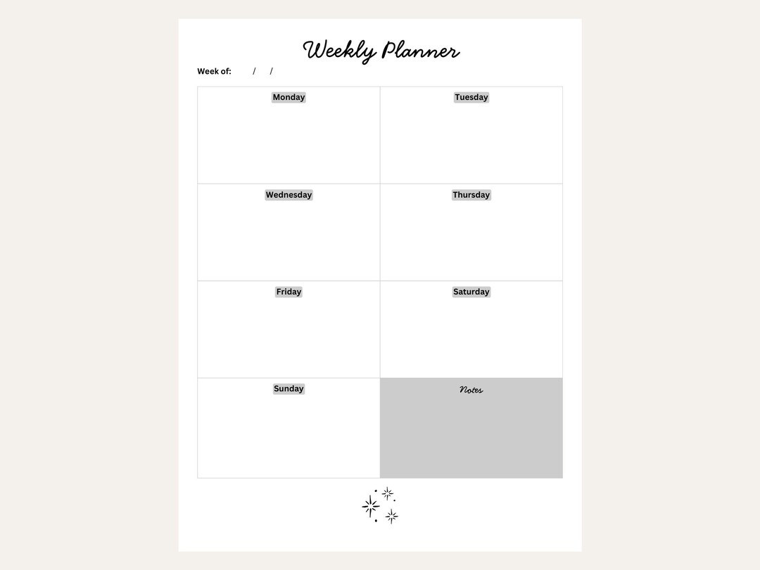 Minimal Weekly Planner PDF | Instant Download - Etsy