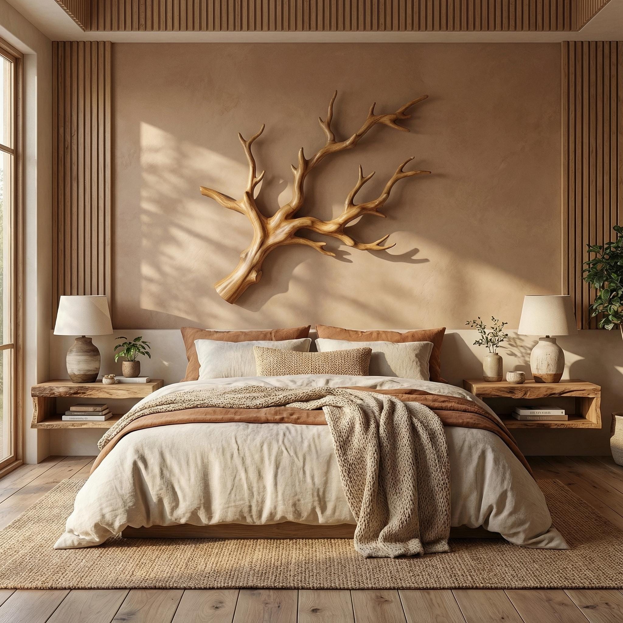 Rustic Tree Branch Wooden Wall Sculpture Natural Wood Branch Wall Art ...