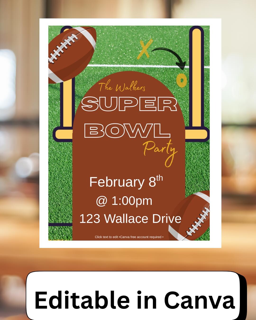 Super Bowl Party Invitation Template | Editable Football Party Invite ...