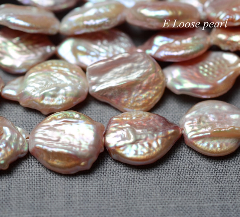 Coin Pearl 16-17mm Freshwater Pearl Earring Coin Pearl | Etsy