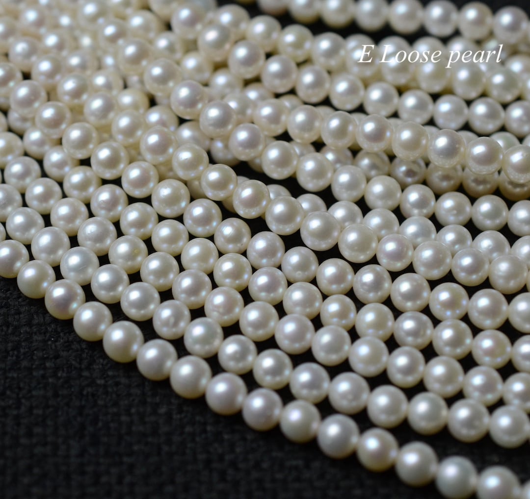 AAA Nearly Round Pearl 5-5.5-mm Leather Pearl Large Hole Pearl ...
