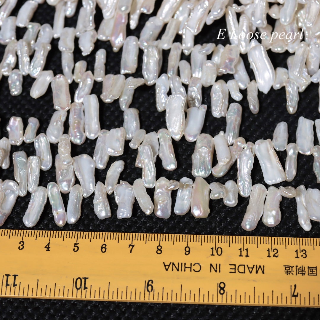 AAA Flakes Biwa Pearl 5.5-7mm X 16-19mm Freshwater Pearl Top Drilled ...