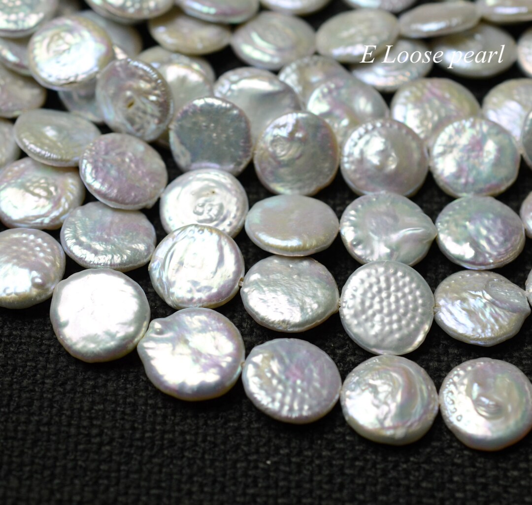Coin Pearl 16-16.5mm Freshwater Real Pearl Good Coin Pearl Necklace ...