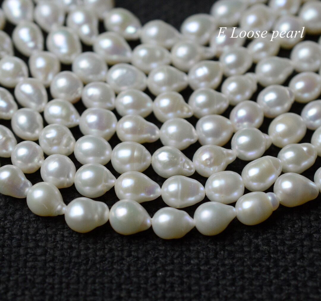 Edison Pearl 6.8-7.3mm X 8-9.5mm Leather Pearl Large Hole Freshwater ...