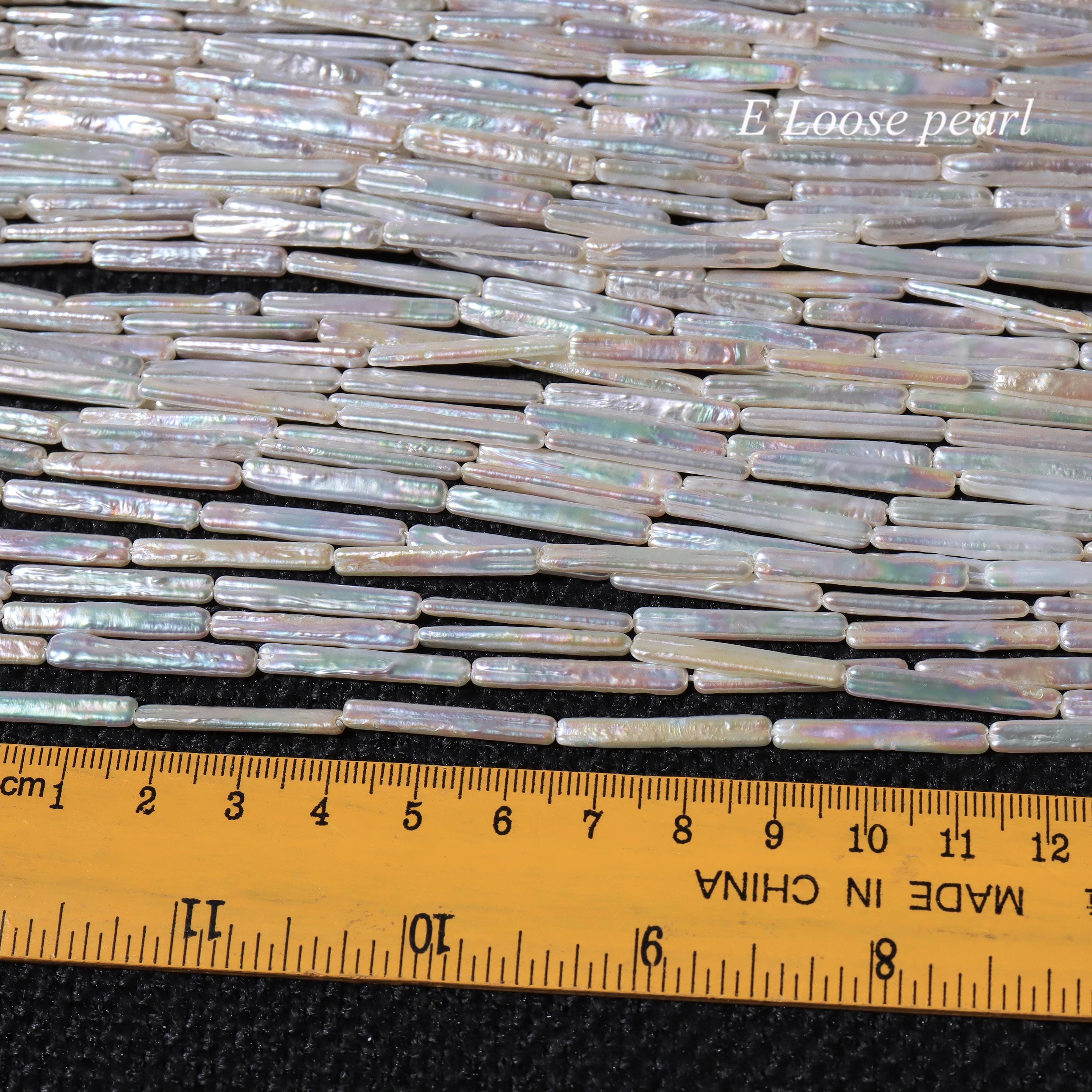Toothpick Pillar Pearl 4-5mm Silver Bar Pearl Freshwater Pearls Biwa ...