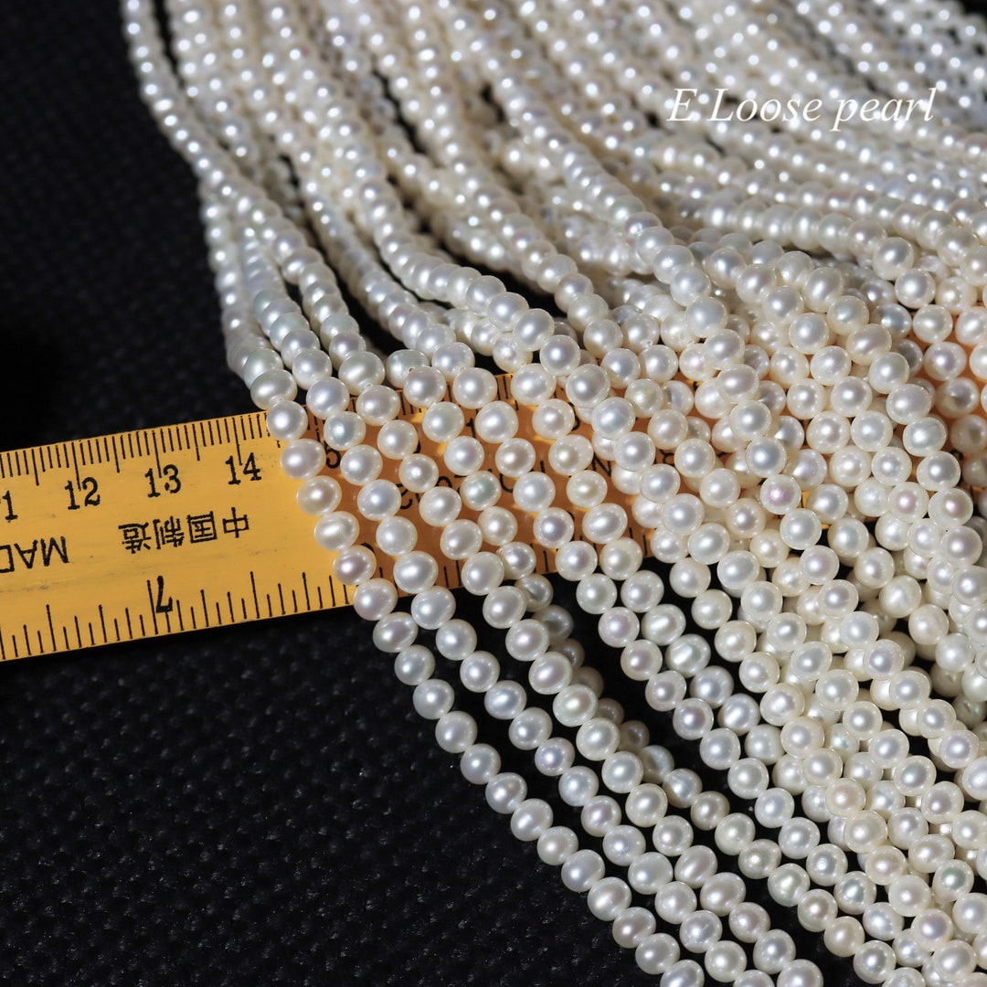 Round Potato Pearl 5-5.2mm Freshwater Pearl Leather Pearl Large Hole ...