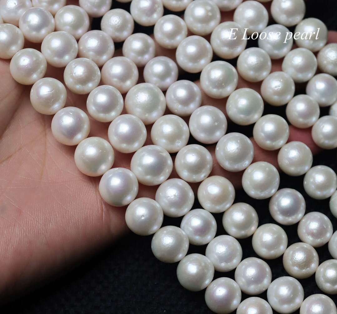 Genuine Edison Pearl 10.5-13mm Leather Large Hole Pearl Freshwater ...