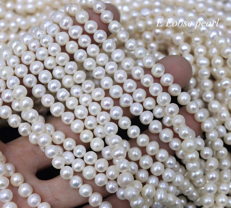 Round Potato Pearl 5.5-6mm Freshwater Pearl Leather Large Hole Pearl ...