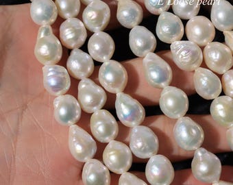 Genuine Edison Pearl 10.5-13mm Leather Large Hole Pearl Freshwater ...