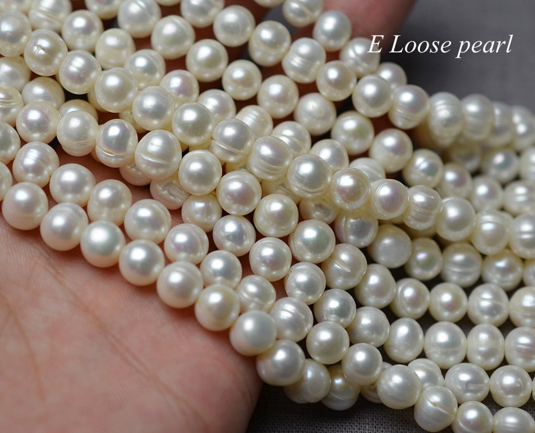 Potato Pearl 7.5-8.2mm Freshwater Real Pearls Leather Pearl Large Hole ...