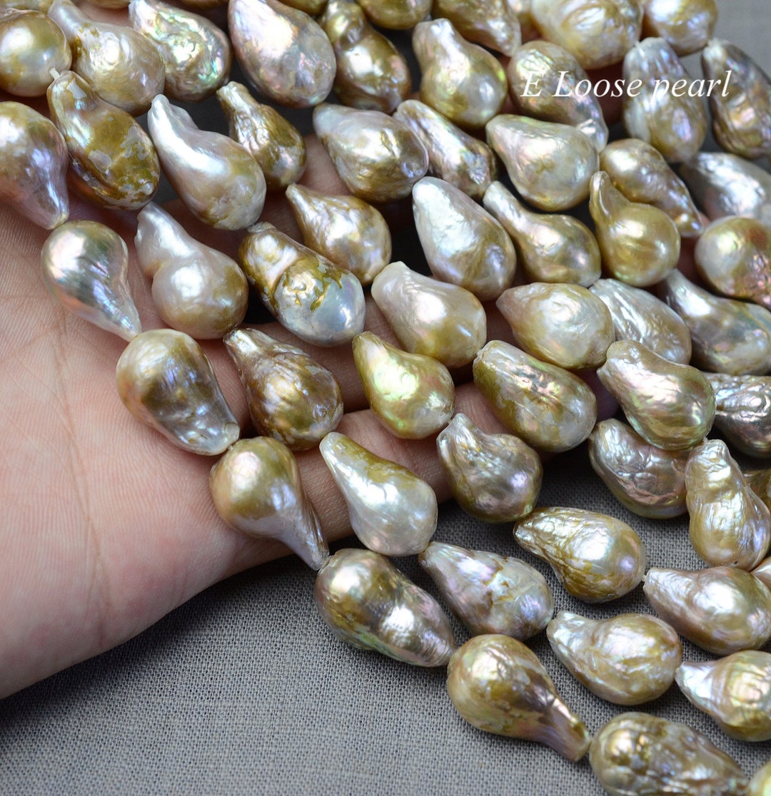 Perle nucléée 12-14mm Perle Edison Perles d'eau douce Perle en cuir ...