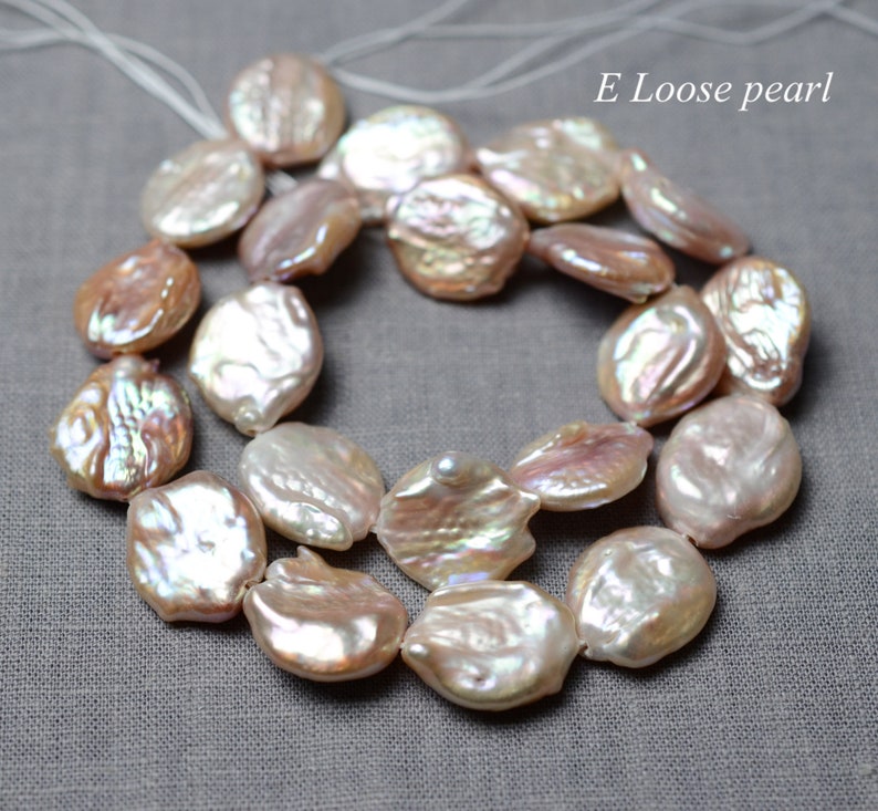 Coin Pearl 16-17mm Freshwater Pearl Earring Coin Pearl | Etsy