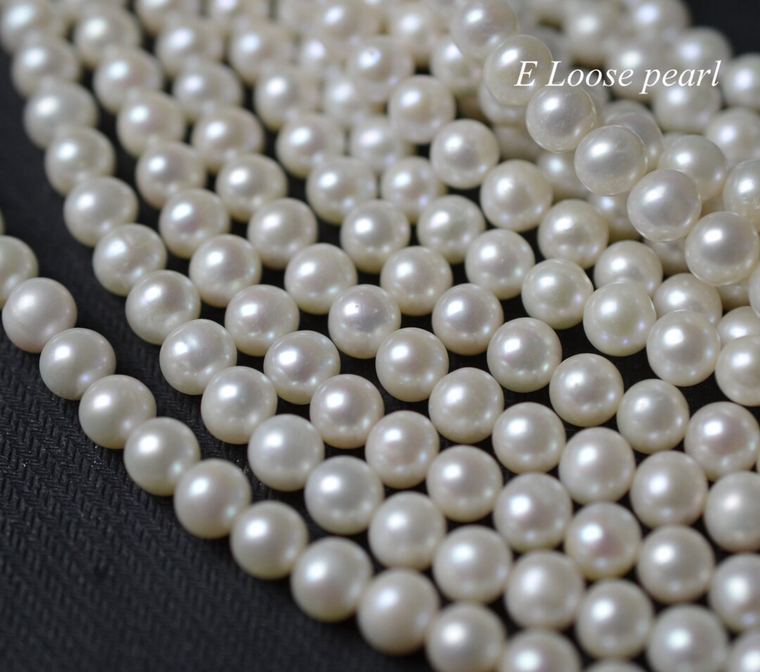 Round Pearl 6.5-7mm Freshwater Pearl Leather Pearl Large Hole Potato ...