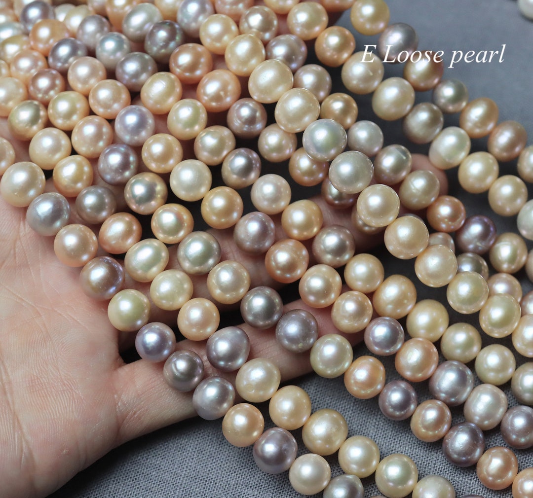Round Potato Pearl 8.5-9.5mm Freshwater Pearl Leather Pearl Large Hole ...
