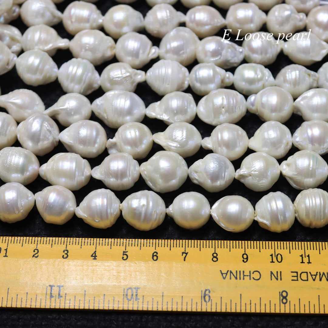 Nucleated Pearl 13-14mm X 15-19mm Large Hole Freshwater Pearl Flameball ...