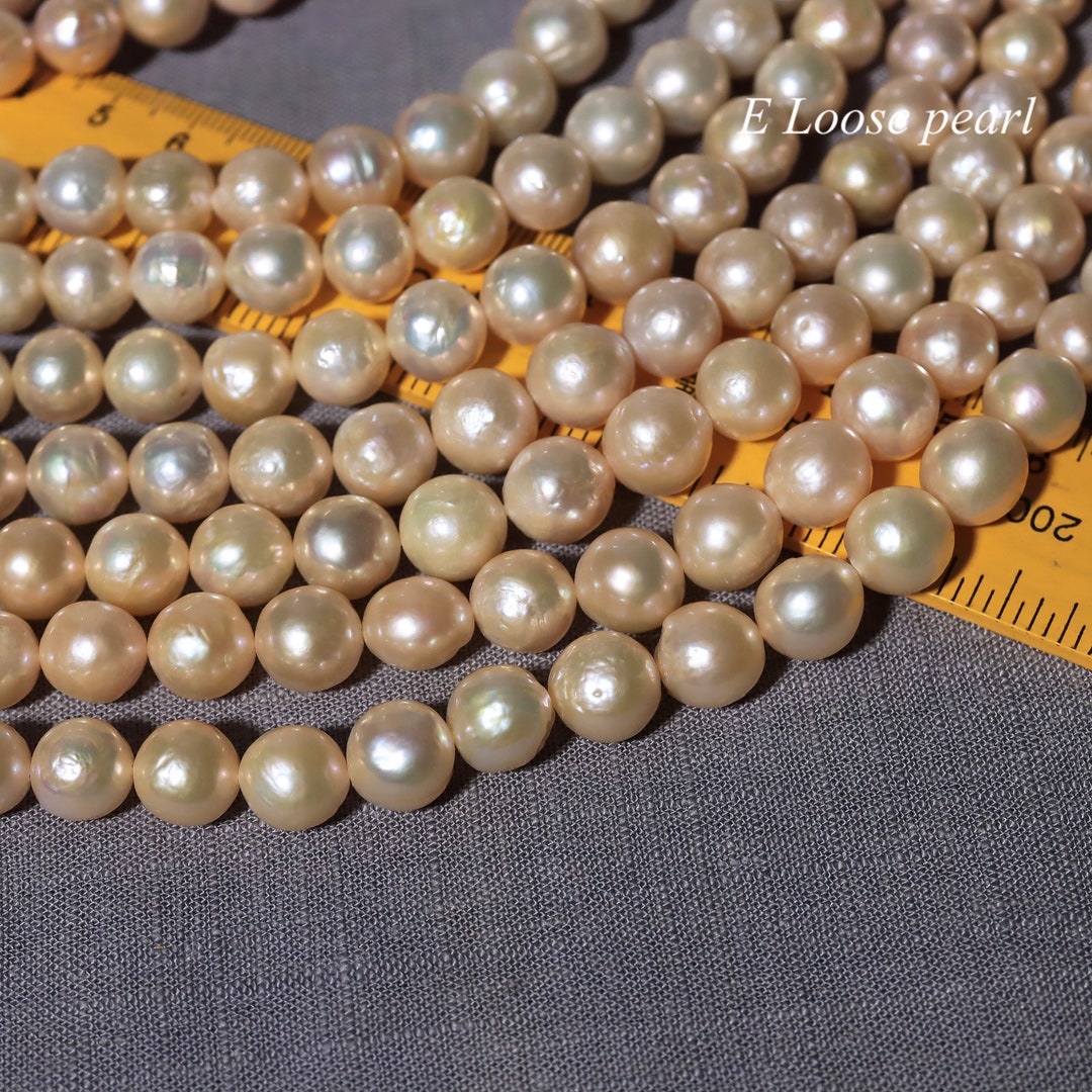 Genuine Edison Pearl 9.5-11mm Freshwater Pearl Leather Large Hole Pearl ...
