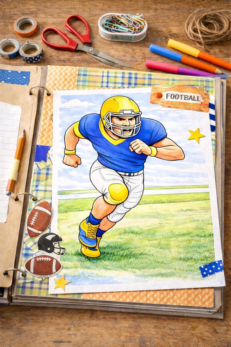 American Football Player Coloring Page | Sports Activity for Kids ...