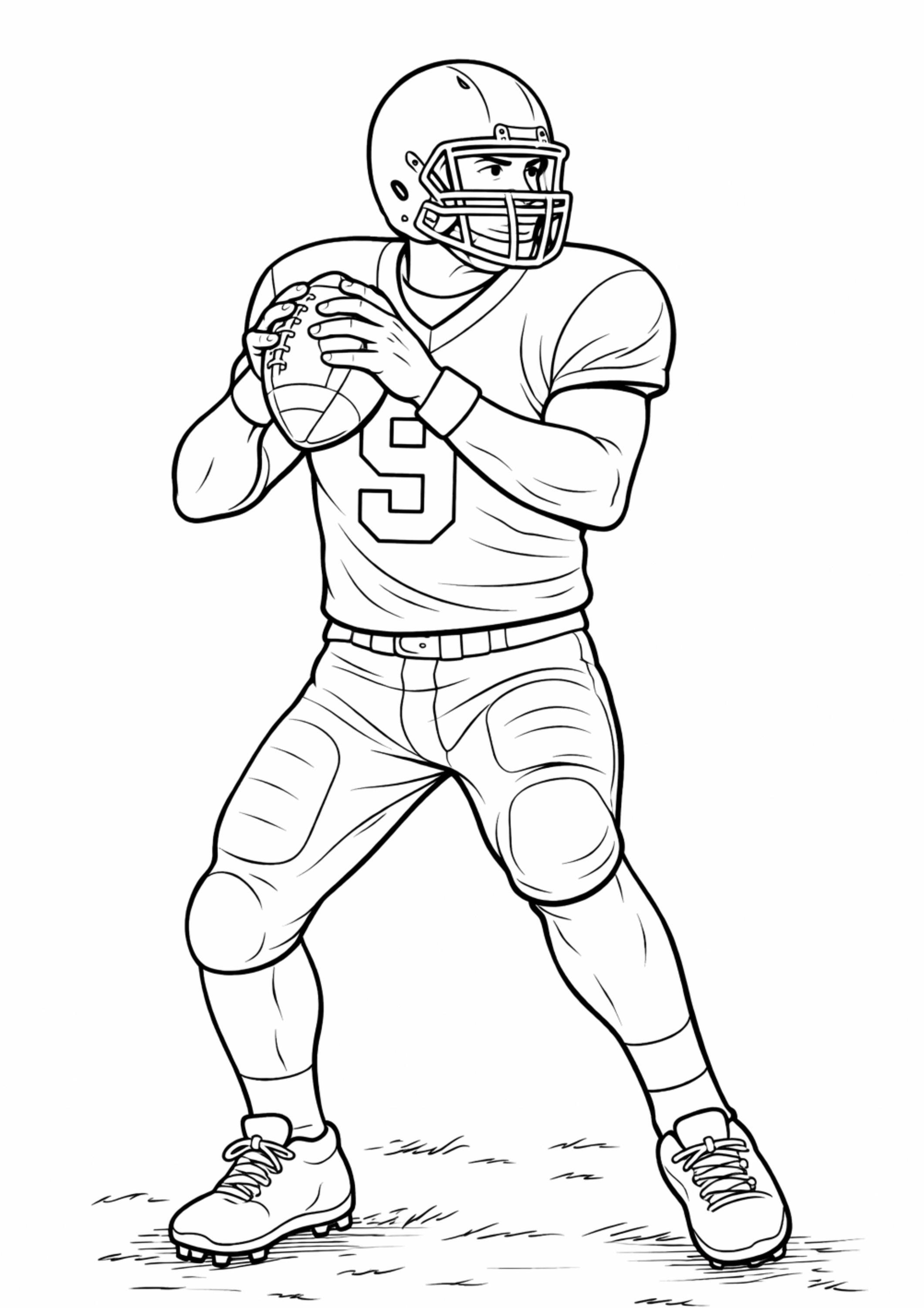 American Football Player Coloring Page | Sports Art for Kids & Adults ...