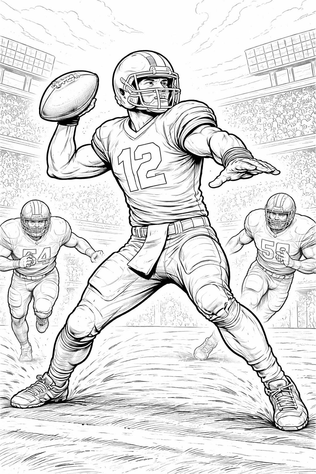 American Football Player Coloring Page | Sports Art for Kids & Adults ...