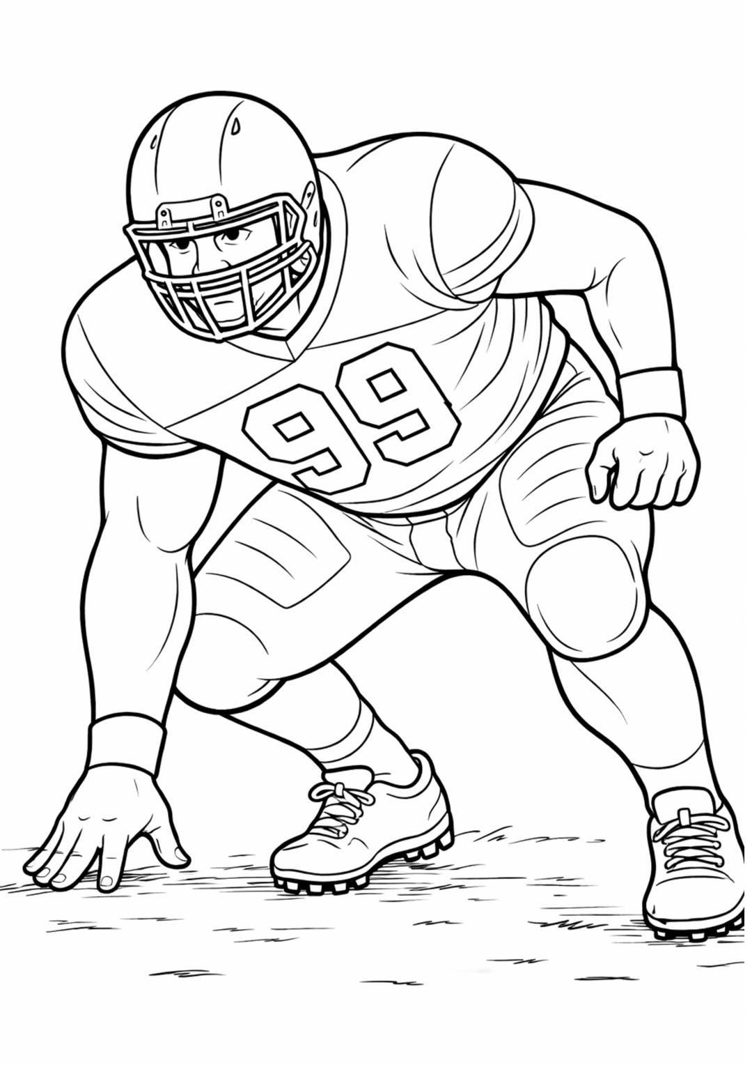 American Football Player Coloring Page | Sports Art for Kids & Adults ...