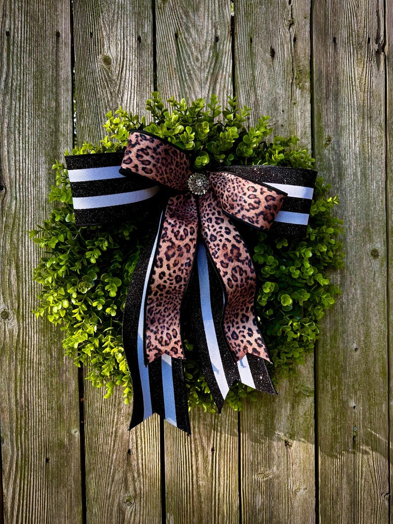 Leopard Print Detachable Bow | Black White Striped Statement Bow ...