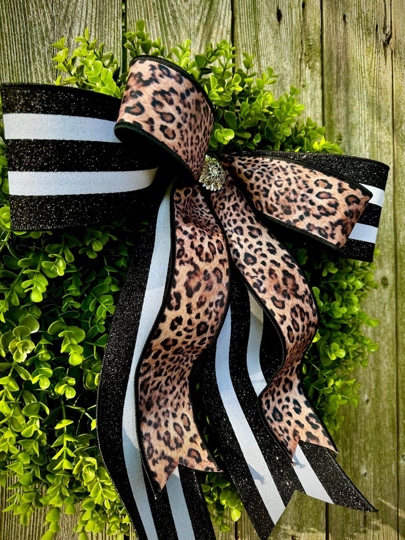Leopard Print Detachable Bow | Black White Striped Statement Bow ...