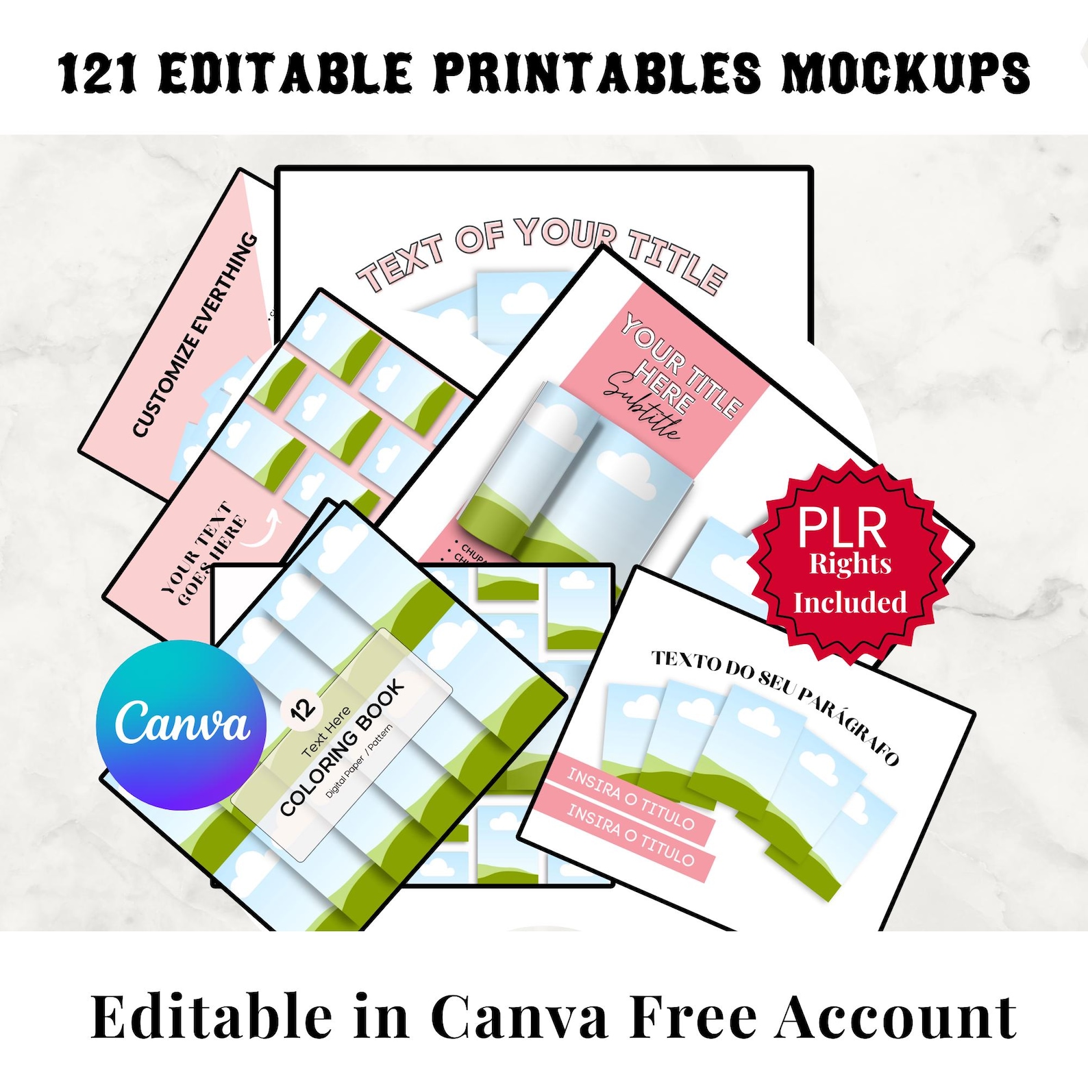 Canva Mockup Templates | 121 Editable Printables, Planners (digital ...