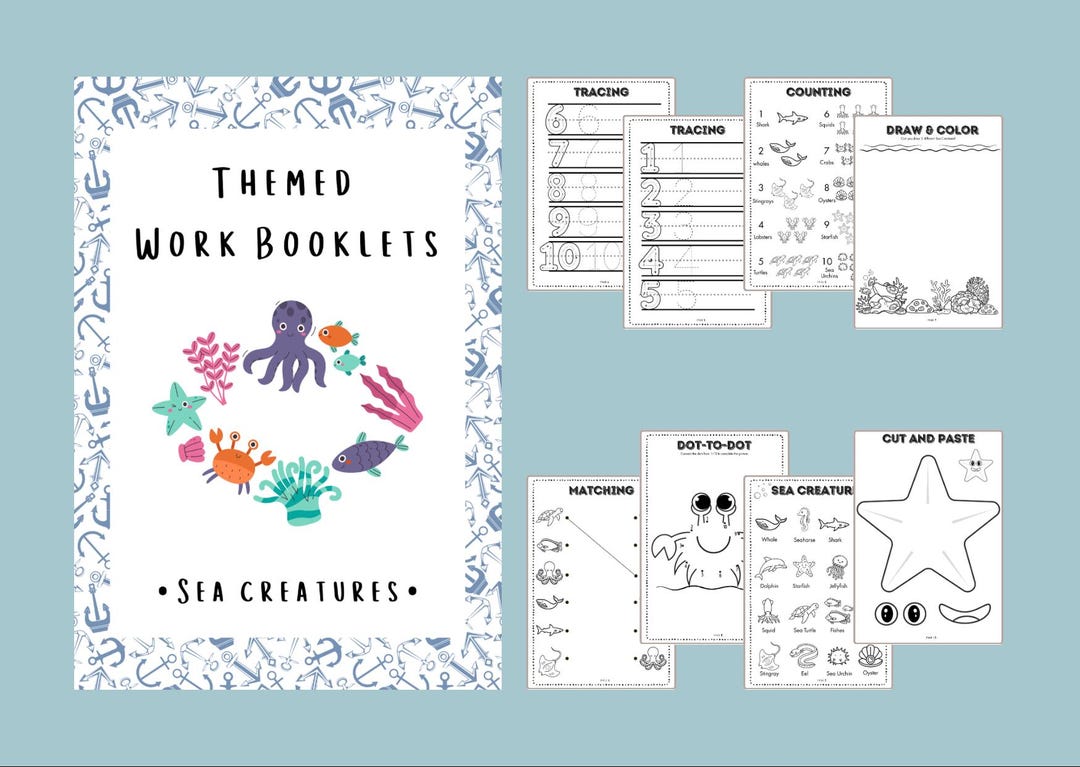 Themed Work Booklet - Sea Creatures - Etsy