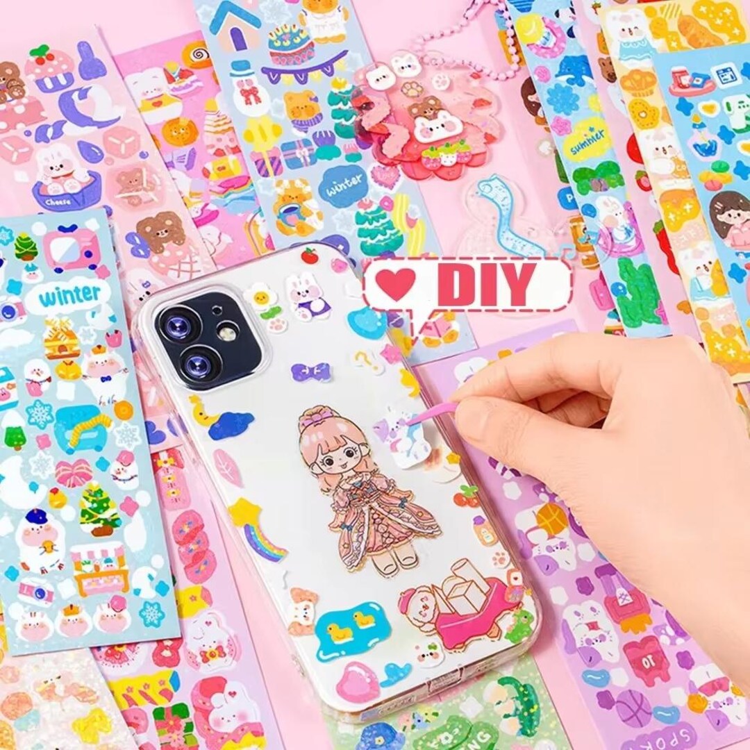 Kawaii Cartoon Sticker Pack – Assorted Laser Glossy Journal Planner ...