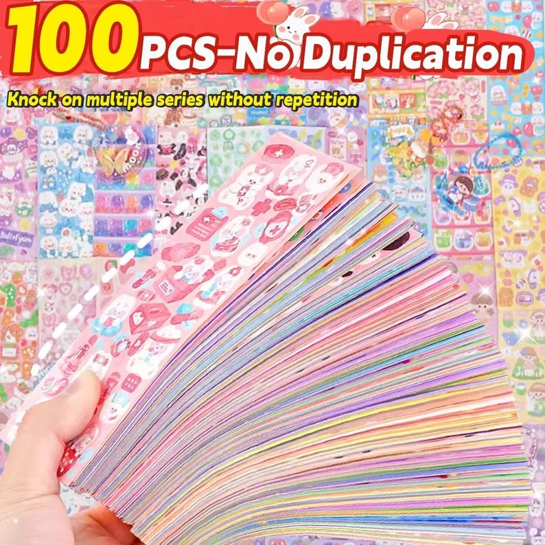 Kawaii Cartoon Sticker Pack – Assorted Laser Glossy Journal Planner ...