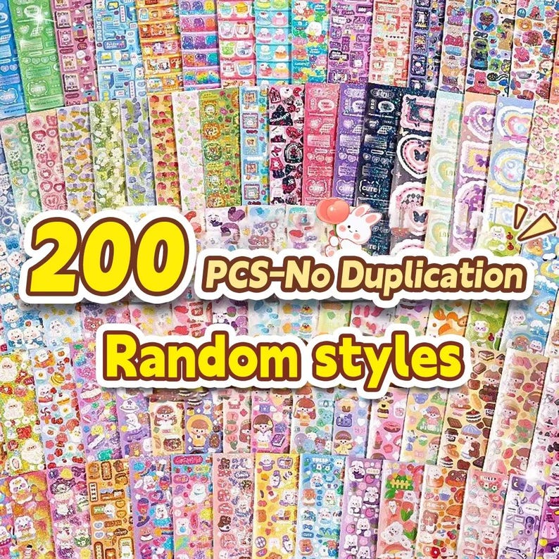 Kawaii Cartoon Sticker Pack – Assorted Laser Glossy Journal Planner ...