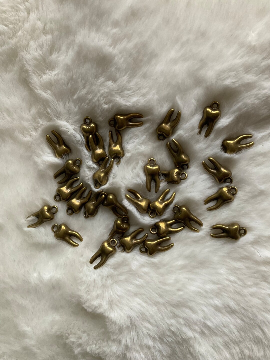 Set of 30 Antique Brass Tooth Charms - Etsy